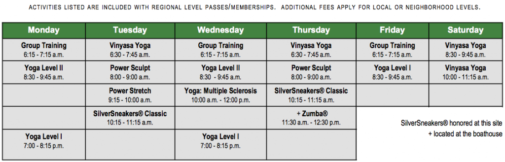 WashPark Recreation Center Schedule